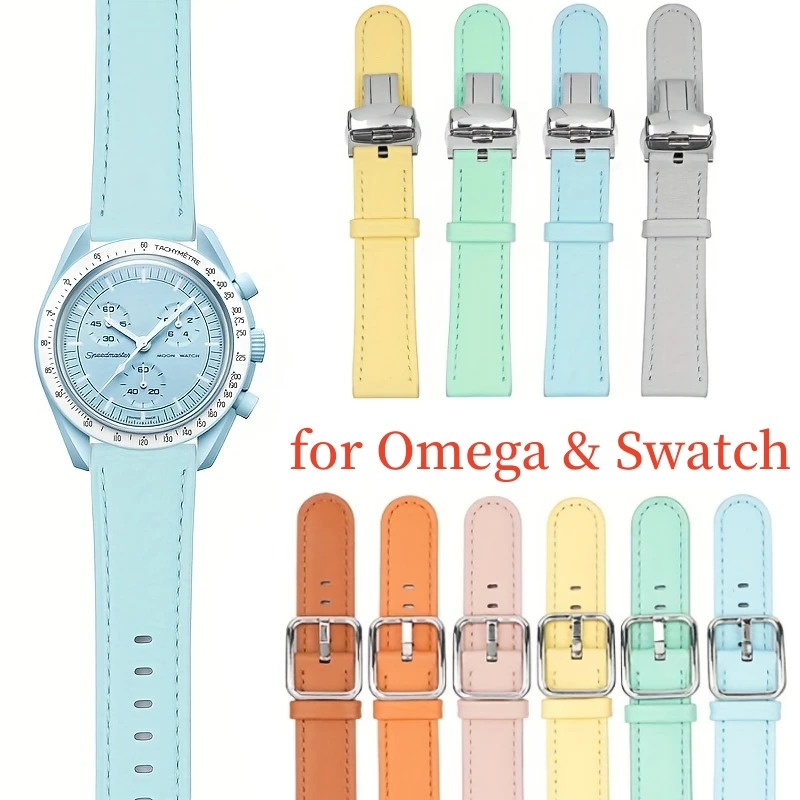 Genuine Leather Watch Band for Omega X Swatch MoonsSwatch 20mm Strap ...