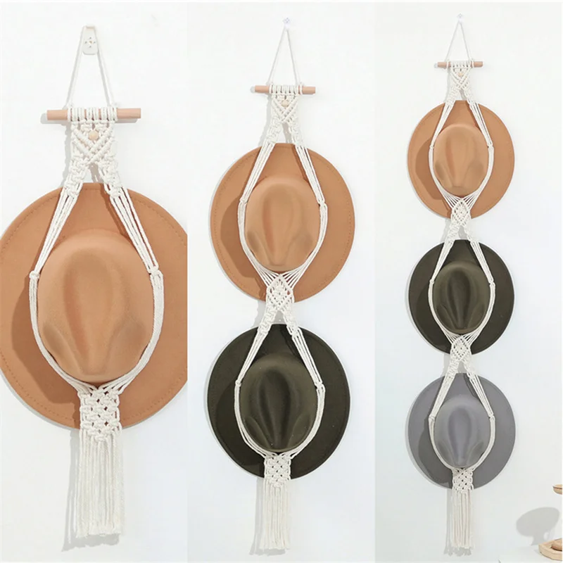 Bohemian-Multilayer-Macrame-Hanging-Hat-Organizer-Nordic-Cotton-Rope ...