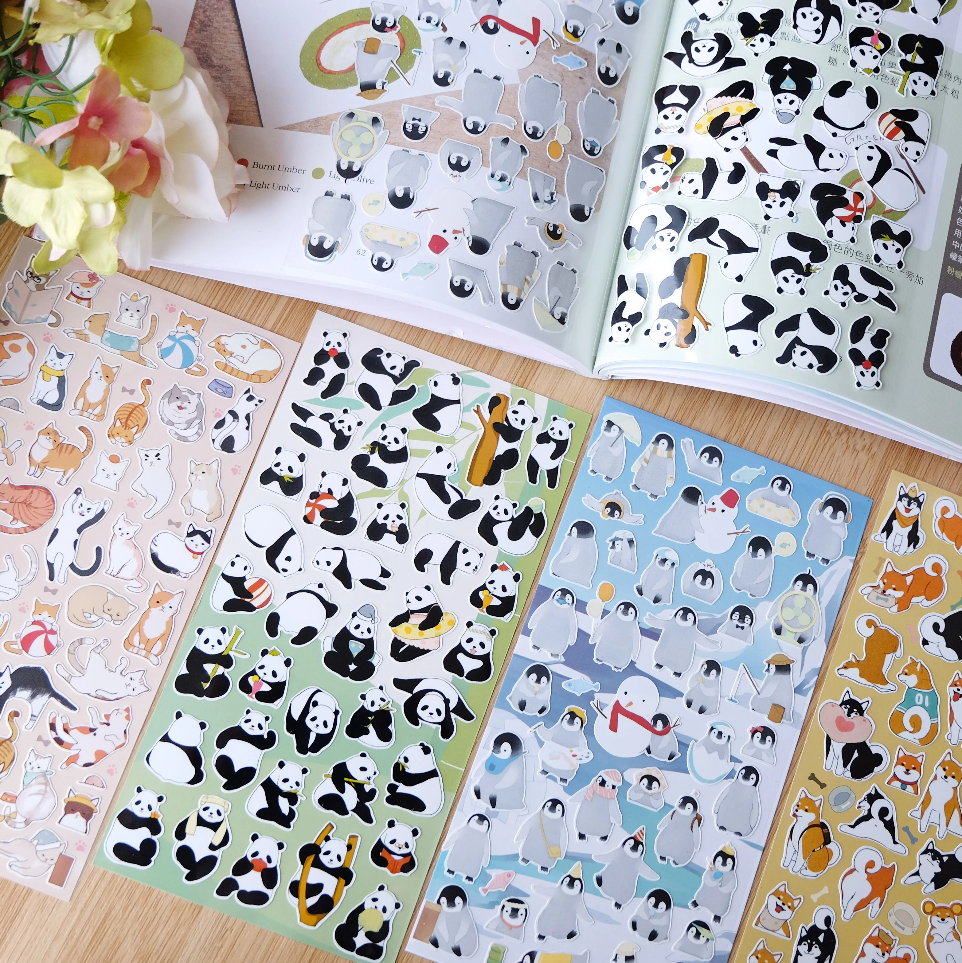 Korean-Import-Nekoni-Original-Shiba-Cat-Panda-Penguin-Adhesive-Stickers ...