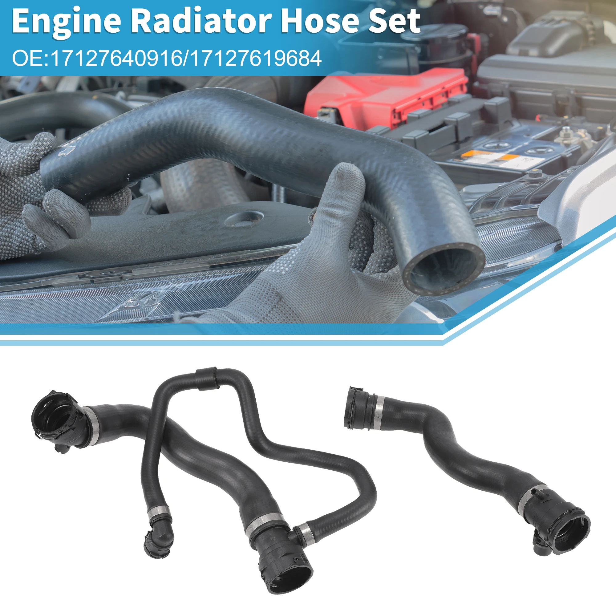 UXCELL-Engine-Radiator-Hose-Set-Upper-Lower-Radiator-Coolant-Hoses-for ...