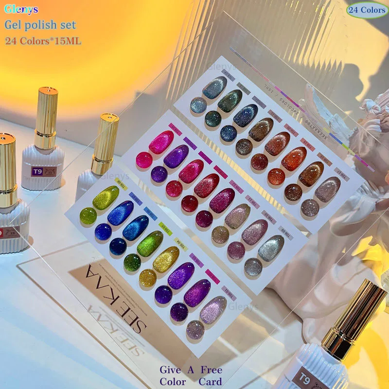 Glenys-24-Color-Crystal-Colorful-Cat-Eye-nail-polish-Gel-Net-Red ...