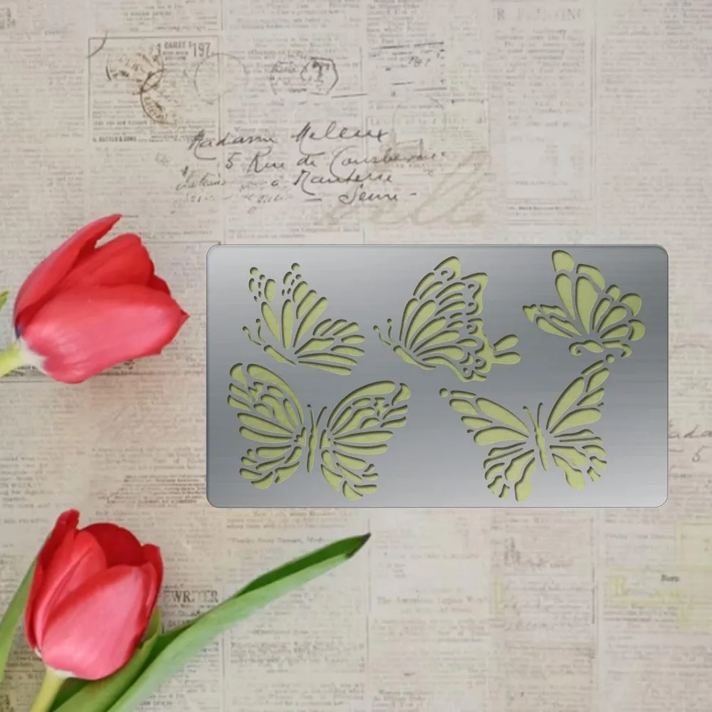 4PCS 7x4 Inch Metal Animal Stencils Dragonfly Butterfly Bee Stencil ...