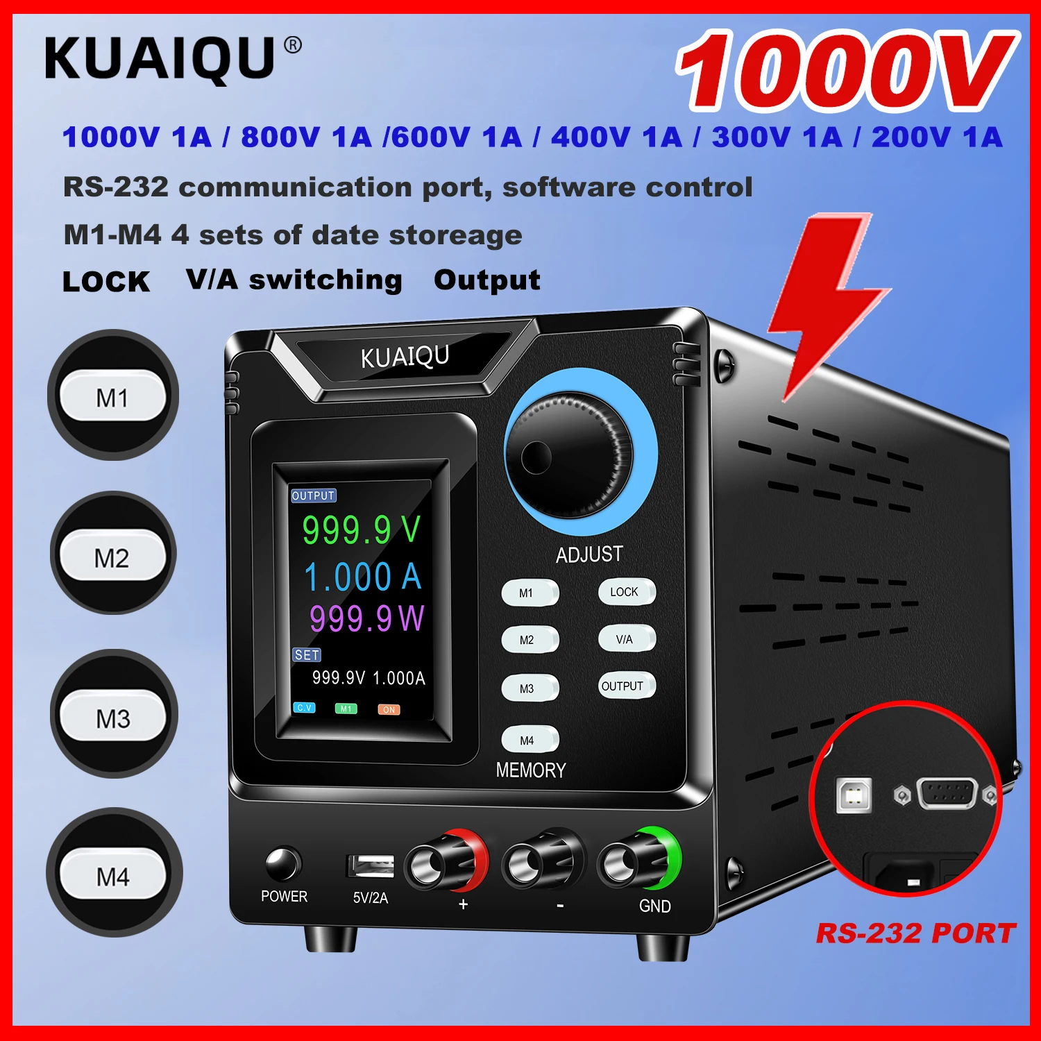 Kuaiqu-1000V-1A-0-1A-DC-Power-Supply-800V-600V-Adjustable-Precision-Digital-Programmable ...