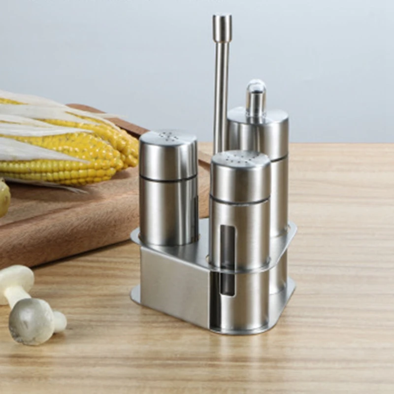 1Set Stainless Steel Botol Bumbu Dapur Pemegang Botol Lada Alat Dapur ...