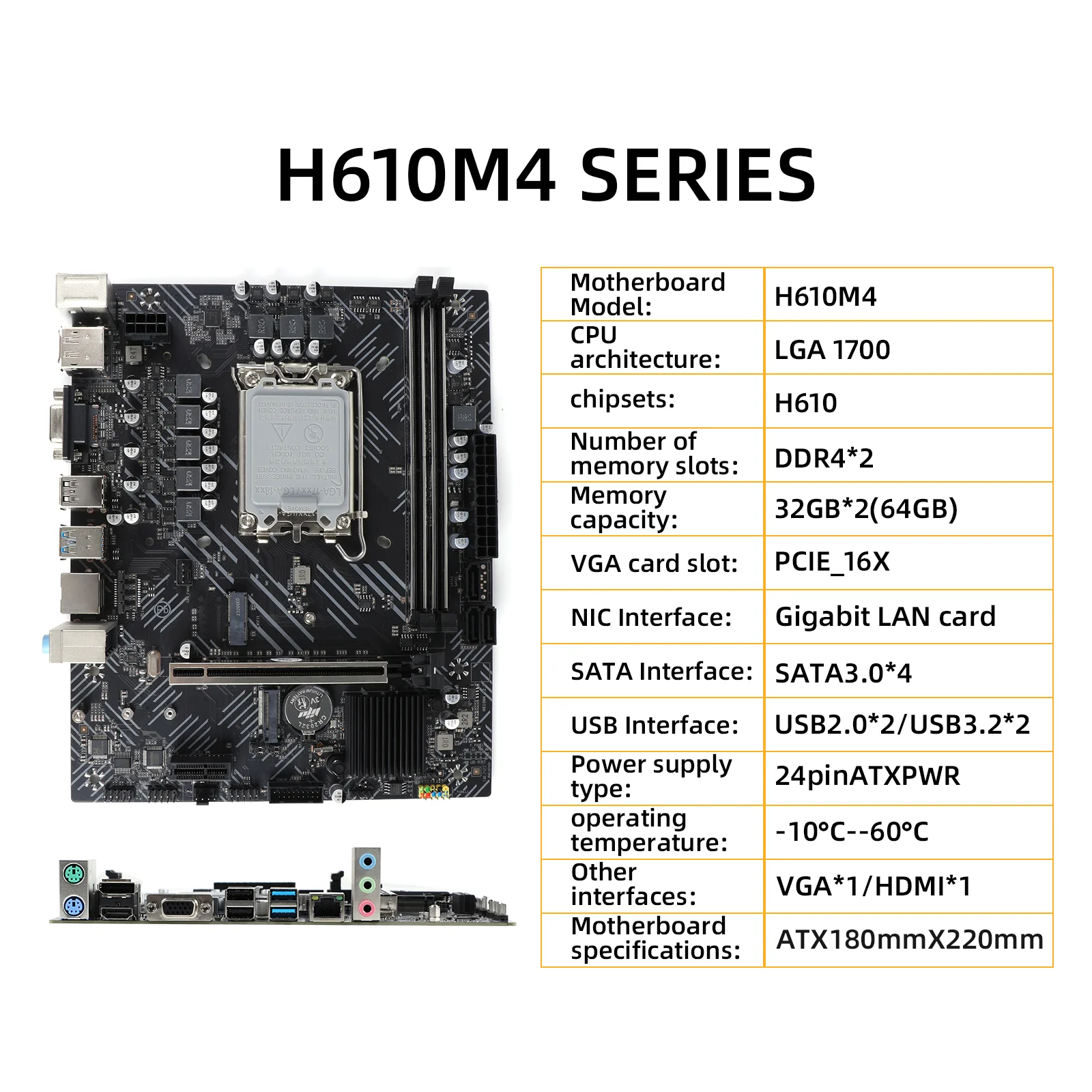 Placa base de ordenador H610M4, compatible con DDR4 RAM Socket LGA 1700 CPU