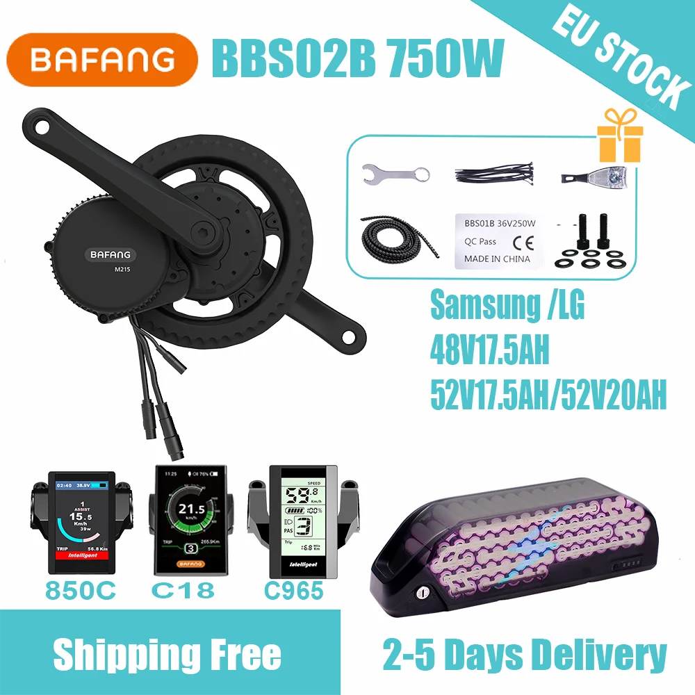 Bafang – Kit de Conversion de vélo électrique 750W, BBS02B, BBS02, moteur à entraînement central ...