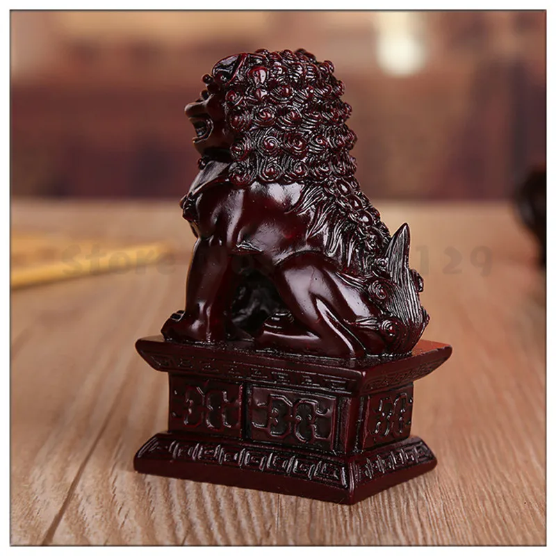 Chinese Lion Statue Red