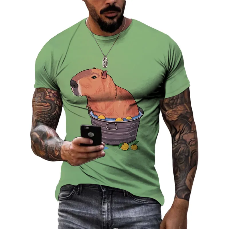 Summer-Men-s-T-shirts-3d-Cartoon-Capybara-Graphic-Short-Sleeve-Tops-Hip ...