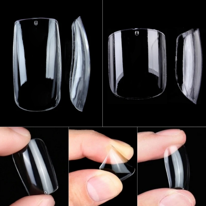500pcs-Short-Medium-Square-False-Nails-Flexible-Full-Cover-Fake-Nail ...