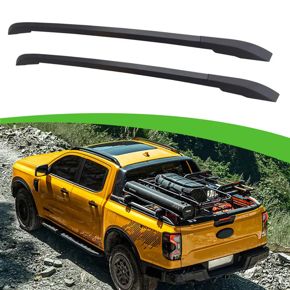 2Pcs-Fits-for-Ford-Ranger-T9-2023-2024-Black-Aluminum-Top-Side-Rail-Bar ...