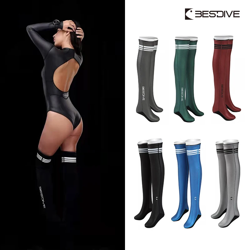 Bestdive Diving Stockings 2mm Freediving Long Socks Smooth Skin Keep Warm Underwater Matching ...