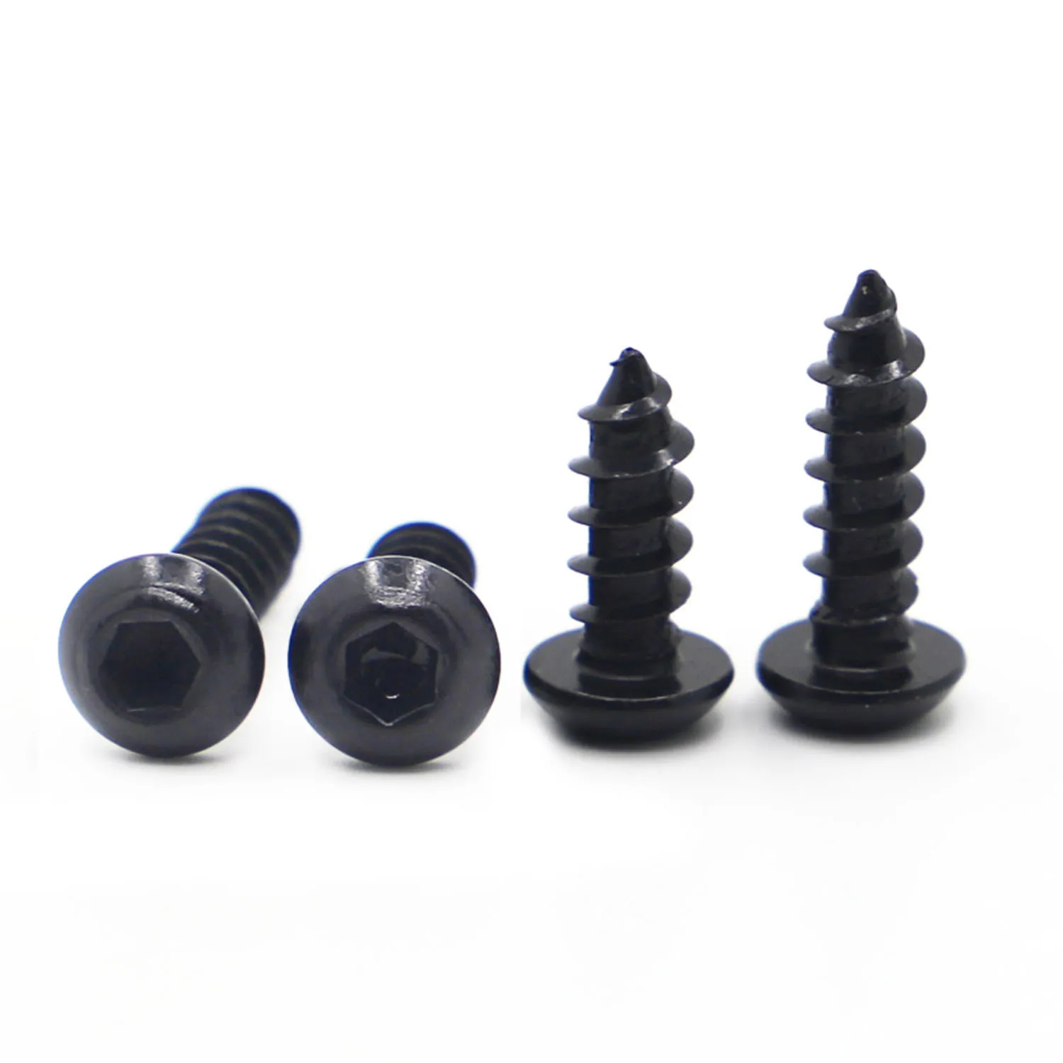 10-50pcs Black Grade 8.8 Carbon Steel Pan Round Head Hexagon Socket Self Tapping Screws M2 M2.5 ...