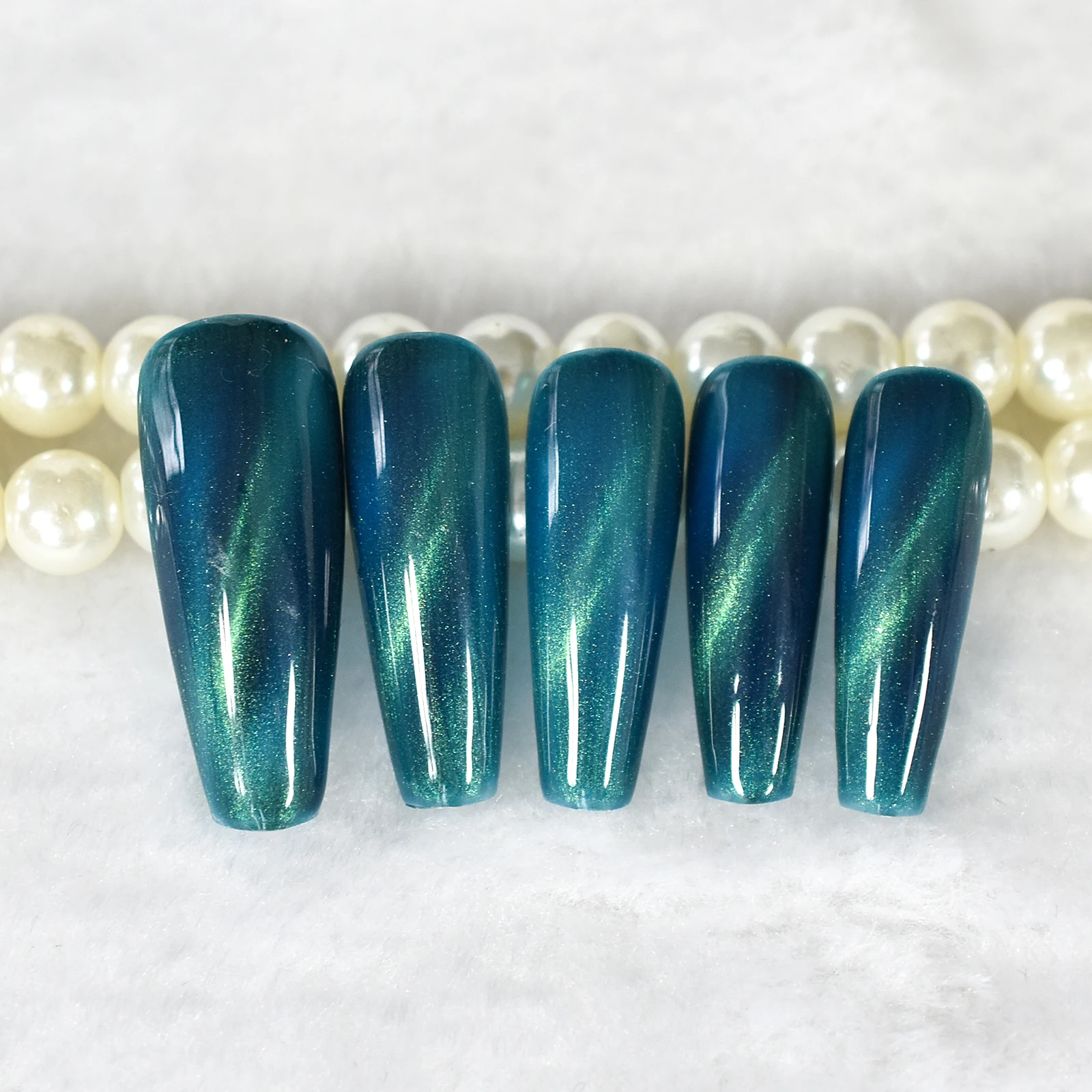 Dark Turquoise Acrylic Nails