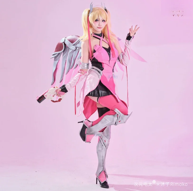 Mercy Angela Ziegler Overwatch OW Cosplay red angel Costume Halloween ...