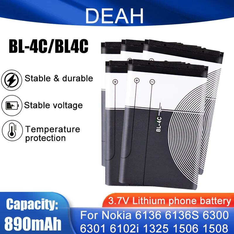 BL 4C BL4C 4C 3.7V 890mAh Substituição Bateria Do Telefone De Lítio BL ...