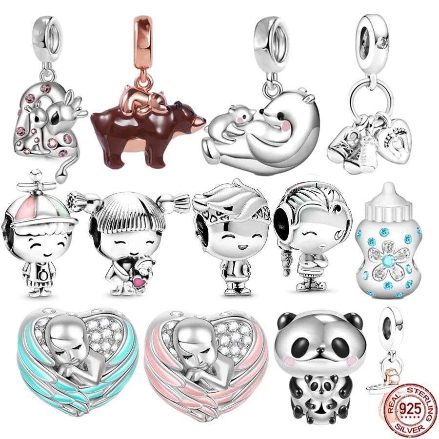 Silver-925-Fit-Original-Pandora-Bracelet-Baby-Feeder-Stroller-Nipple ...