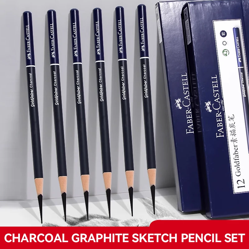 3/12Pcs Faber Castell Charcoal Graphite Sketch Set EX-Soft Medium Hard ...