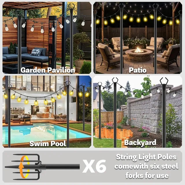 Outdoor Poles For String Lights String Light Poles For Outdoor 2 Pack ...