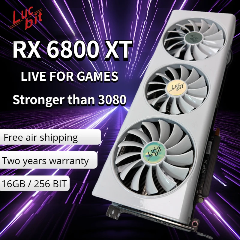 LUCBIT RX 6800XT 16GB New Original Graphics Card RX 6800 Xt Computer 256bit 8+8Pin Better Than ...