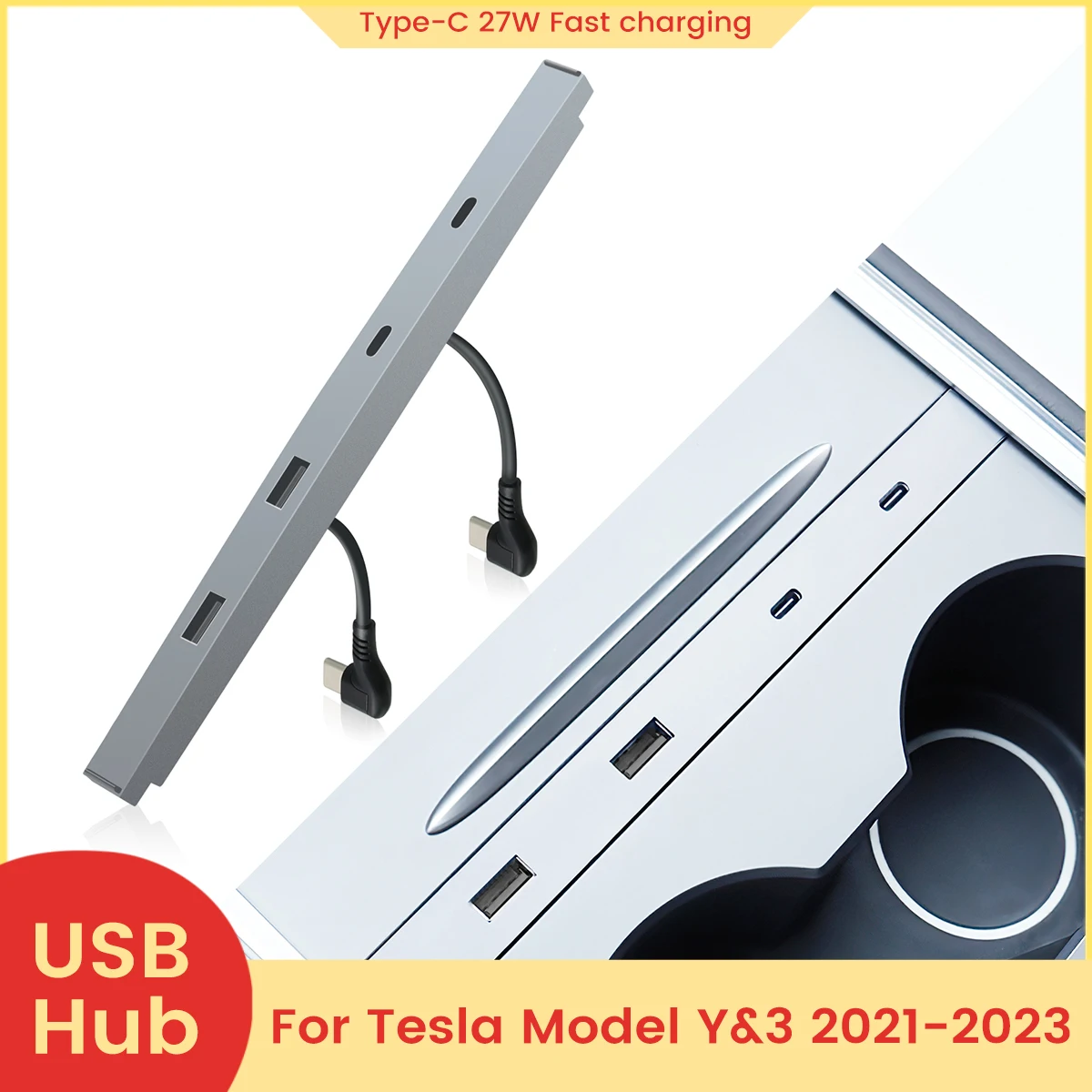 TomoStrong For Tesla Model 3 Y 2021 2023 27W Quick Charger USB Shunt ...