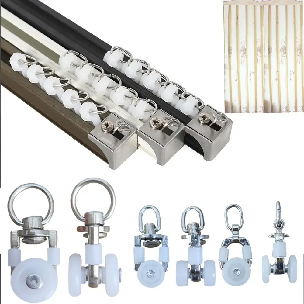 1PCs-Curtain-Track-Roller-Ceiling-Pulley-Gliders-Silent-Hooks-Curtains ...