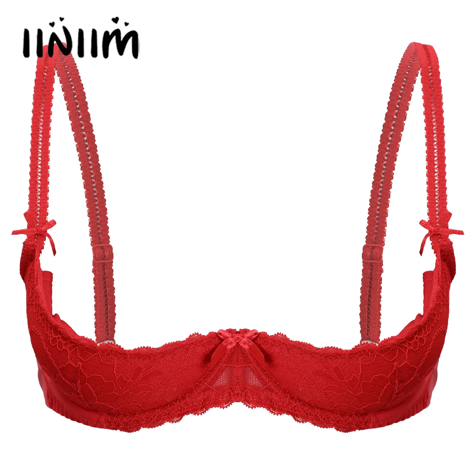 Womens Lingerie Open Chest Bras 1/2 Cup Push Up Underwire Lace Bra ...