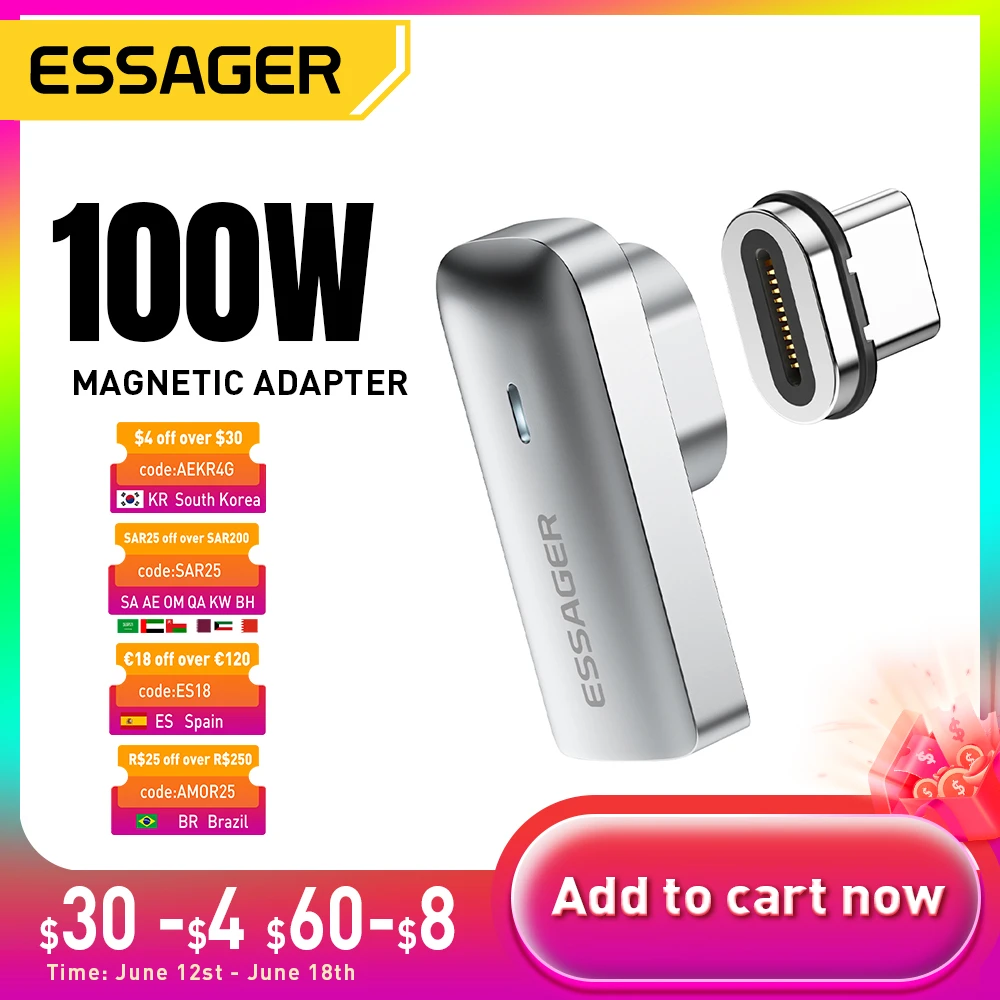 Essager PD 100W Magnetic USB C OTG Adapter Fast Charging Type C Magnet ...