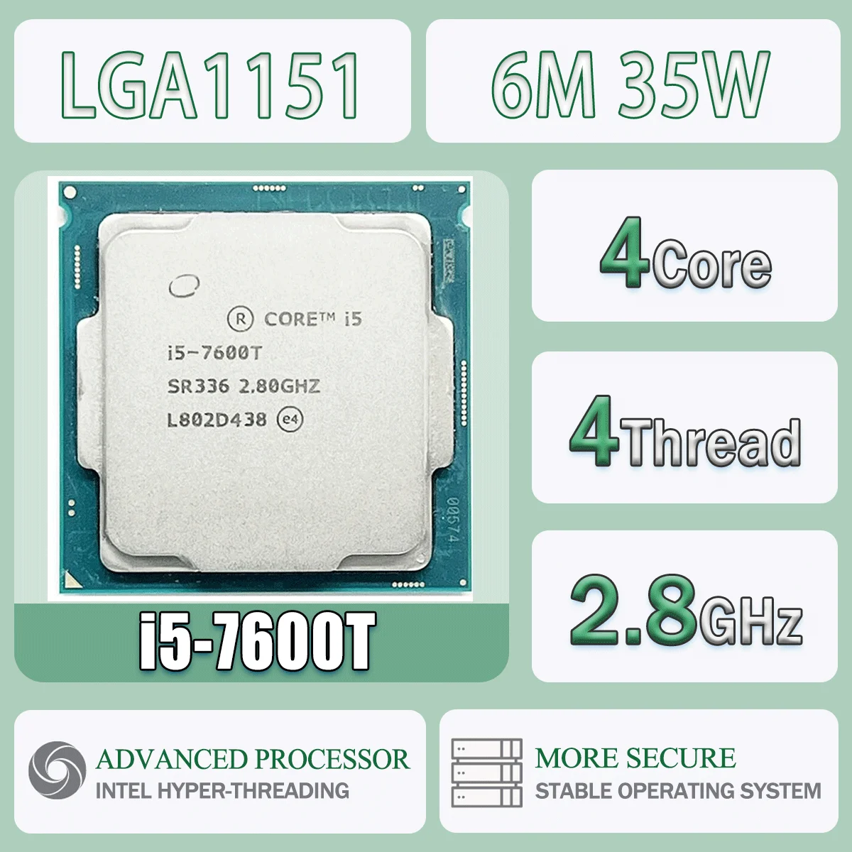 Intel Core I5-7600T 2.8GHz 4 Cores 4 Threads 6M 35W I5 7600T Computer ...