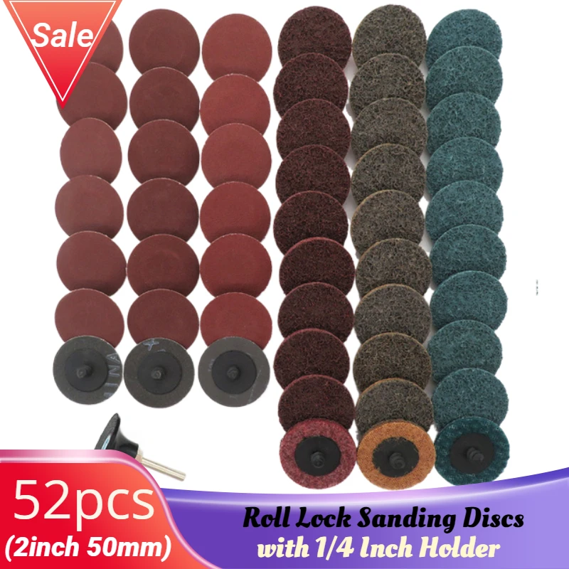 35/46/52PCS 2inch Abrasive Disc Sanding Discs Roll Lock Surface ...