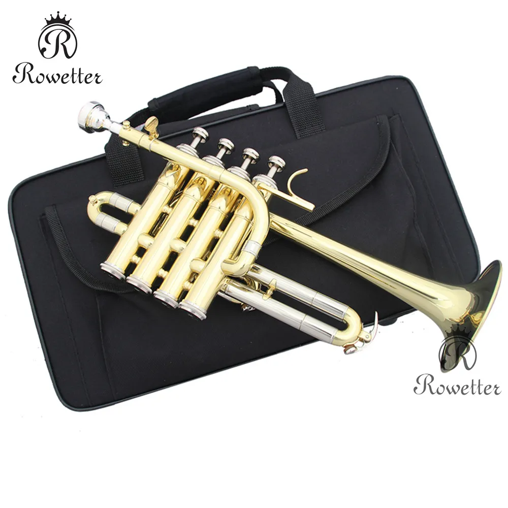 Professional-High-trumpet-Bb-Piccolo-Trumpet-Brass-Gold-Silver-Lacquer ...