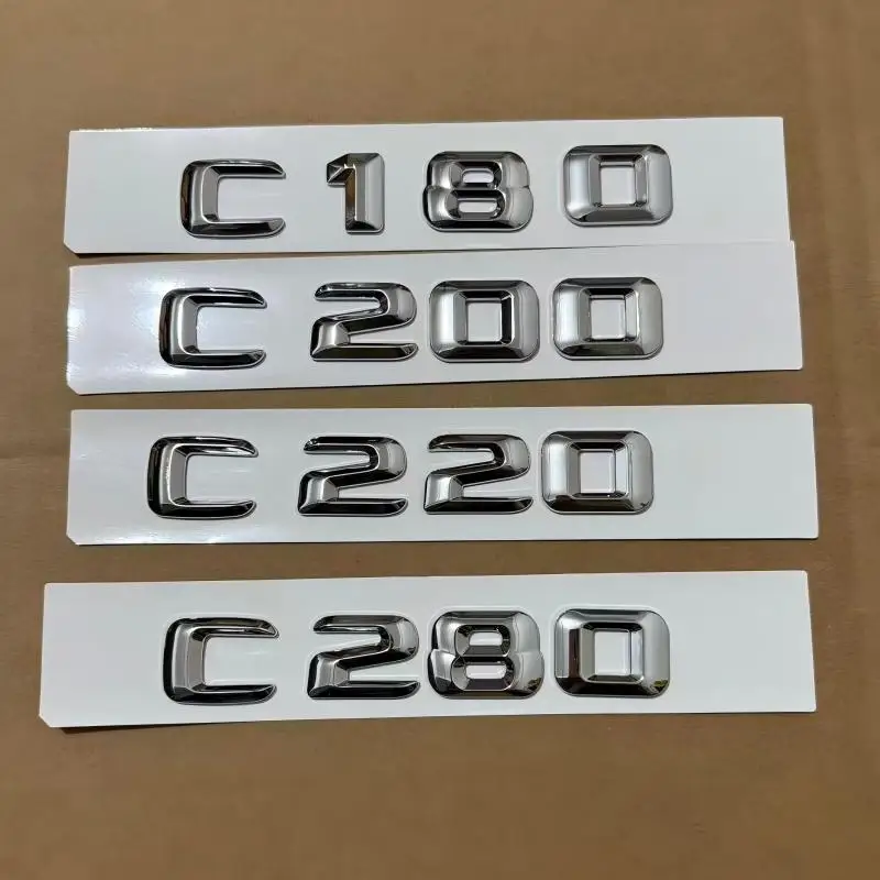 1X 3D ABS Chrome Emblem For MB Car Rear Trunk Emblem Badge Letters C180 ...