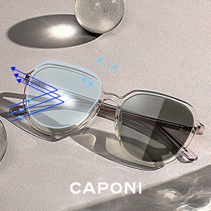 CAPONI-Photochromic-Eyeglasses-Polygon-TR-90-Frame-Glasses-UV400 ...