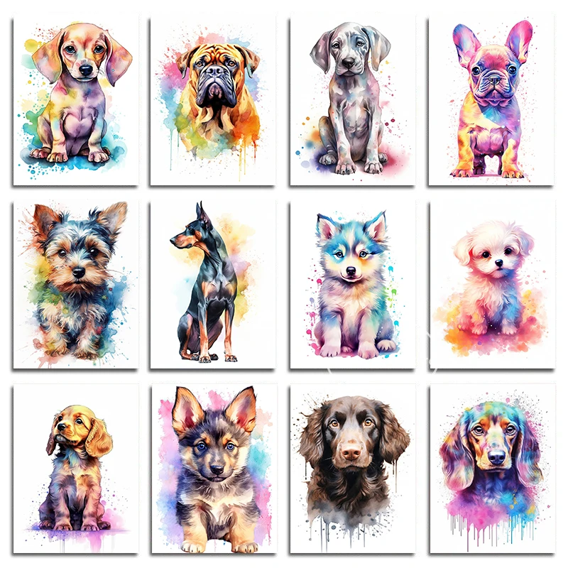 Color-Pet-Portrait-Canvas-Poster-Christmas-Gift-Watercolor-Painting ...