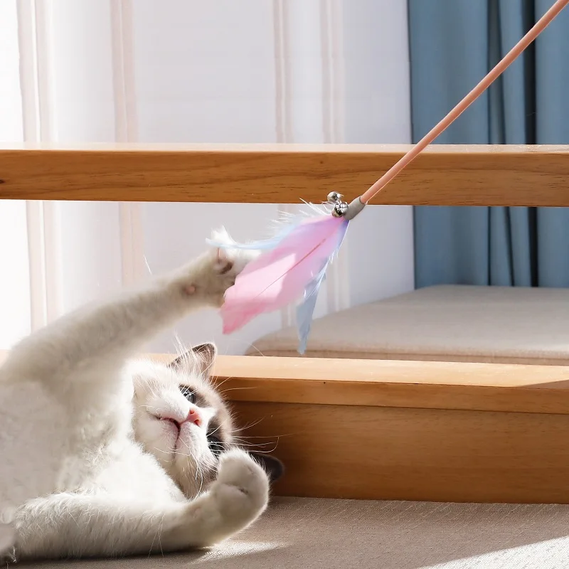 Cat-Toy-Funny-Kitten-Cat-Teaser-Interactive-Toy-Rod-with-Bell-Feather ...