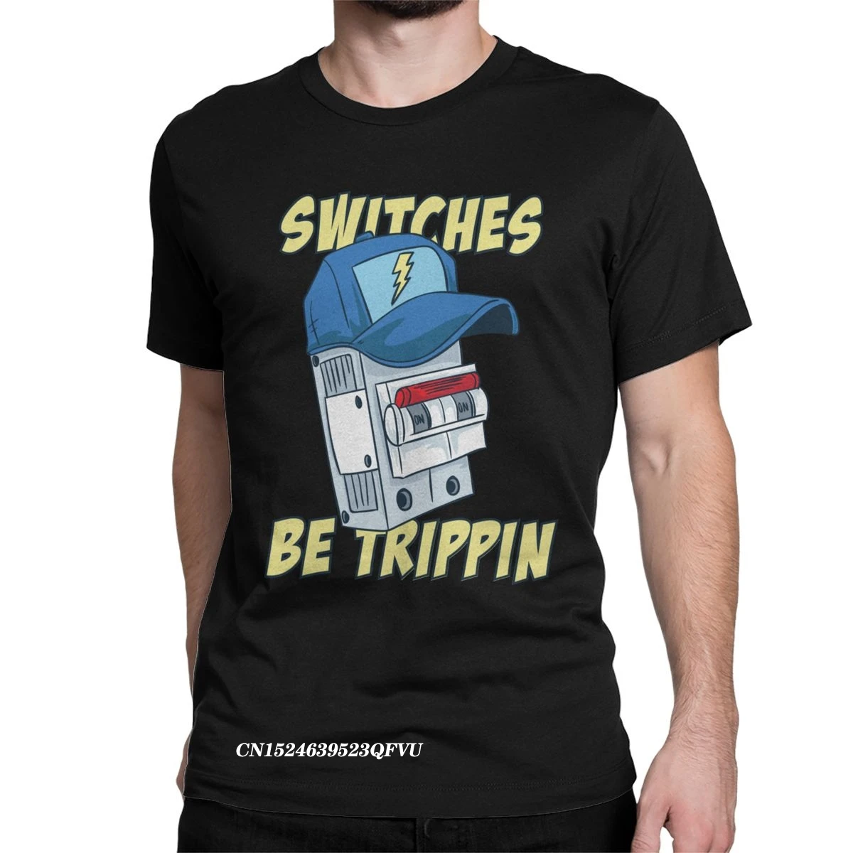 Men's Tee Shirt Electrician Switches Be Trippin Cotton Tee Shirt ...