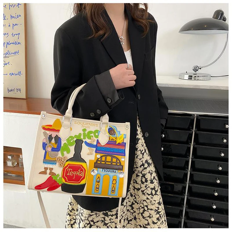 Women-s-3D-Decal-Tote-Bag-High-Quality-Leather-One-Shoulder-Crossbody ...