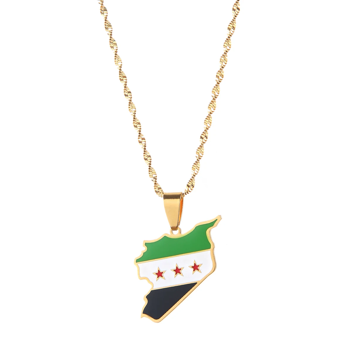 Stainless Steel Pendant Necklaces | Syria Flag Necklace | Syrian Flag ...