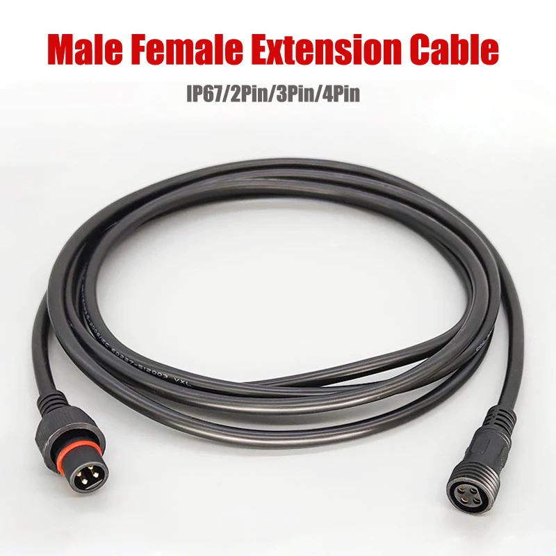 2Pin 3Pin 4Pin Male Famale Plug Cable 1M/3M/5M Waterproof IP67 ...