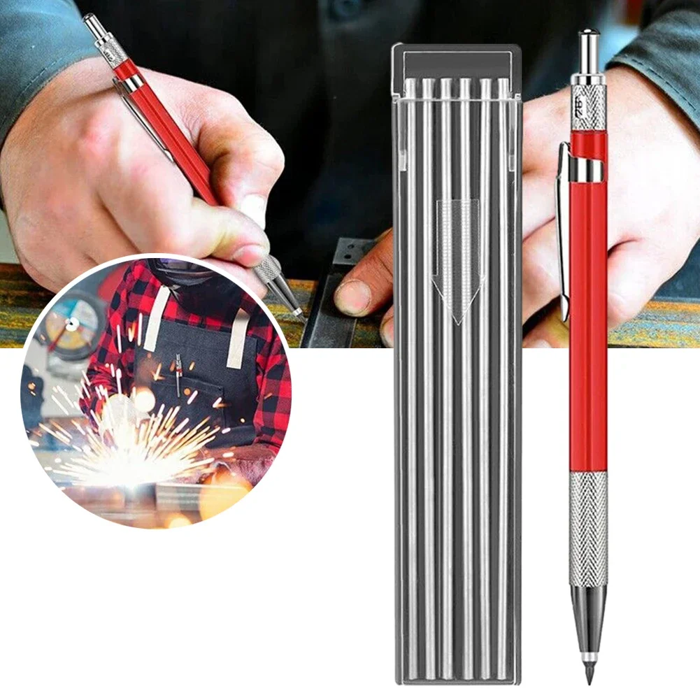 Welders Pencil With 12PCS Silver Streak Refills Metal Marker Mechanical ...