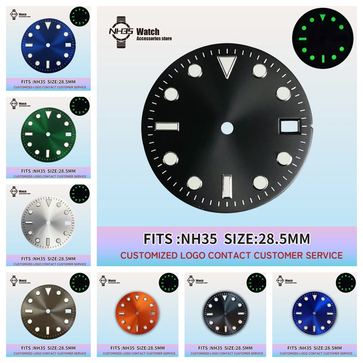 NH35-Dial-Face-For-Seiko-Mods-NH35-Movement-Sunburst-28-5MM-Dial ...