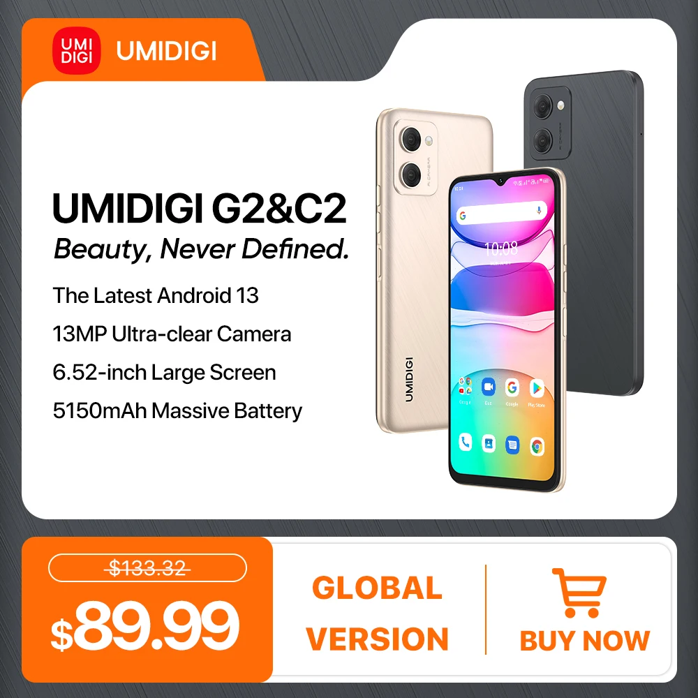 UMIDIGI G2 C2 Smartphone Android 13 Helio A22 Dual SIM 4G Mobile Phones 3GB+32GB 13MP Camera ...