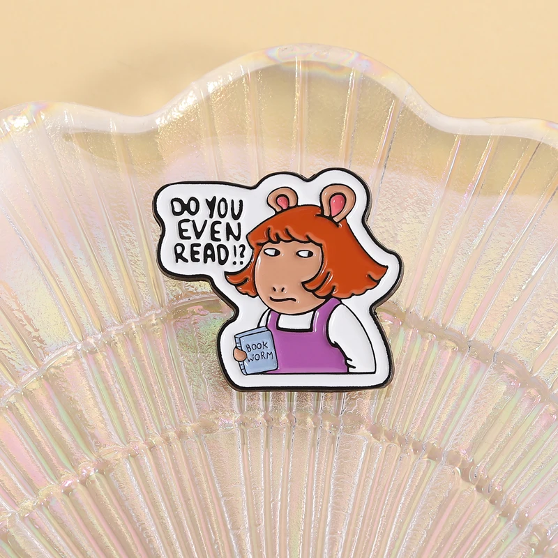 Do You Even Read Enamel Pins Cartoon Bookworm Side Eye Character ...