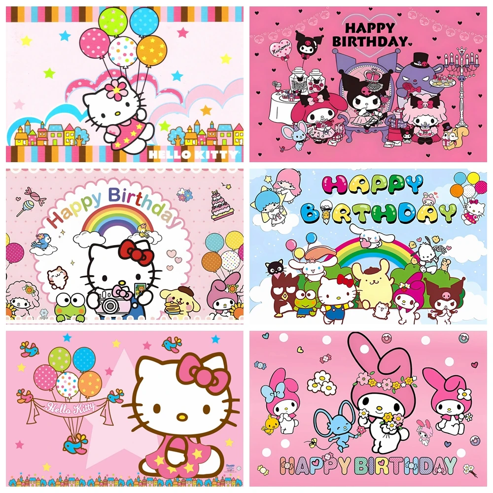 Custom-Kuromi-Hello-Kitty-Party-Backdrop-Decor-Baby-Girl-Kids-Birthday ...