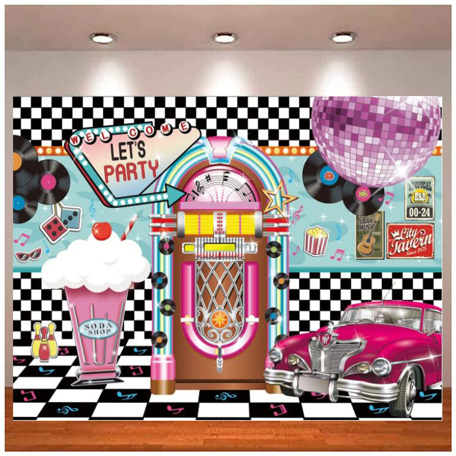 Background Photography Party 50s | Rock Roll Birthday Party | Photo ...
