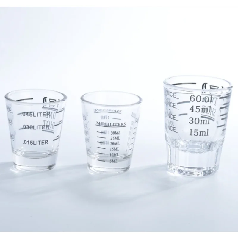 Shot Glass Cup 30ml/40ml/60ml Reusable Spirit Glass Ounce Graduated ...
