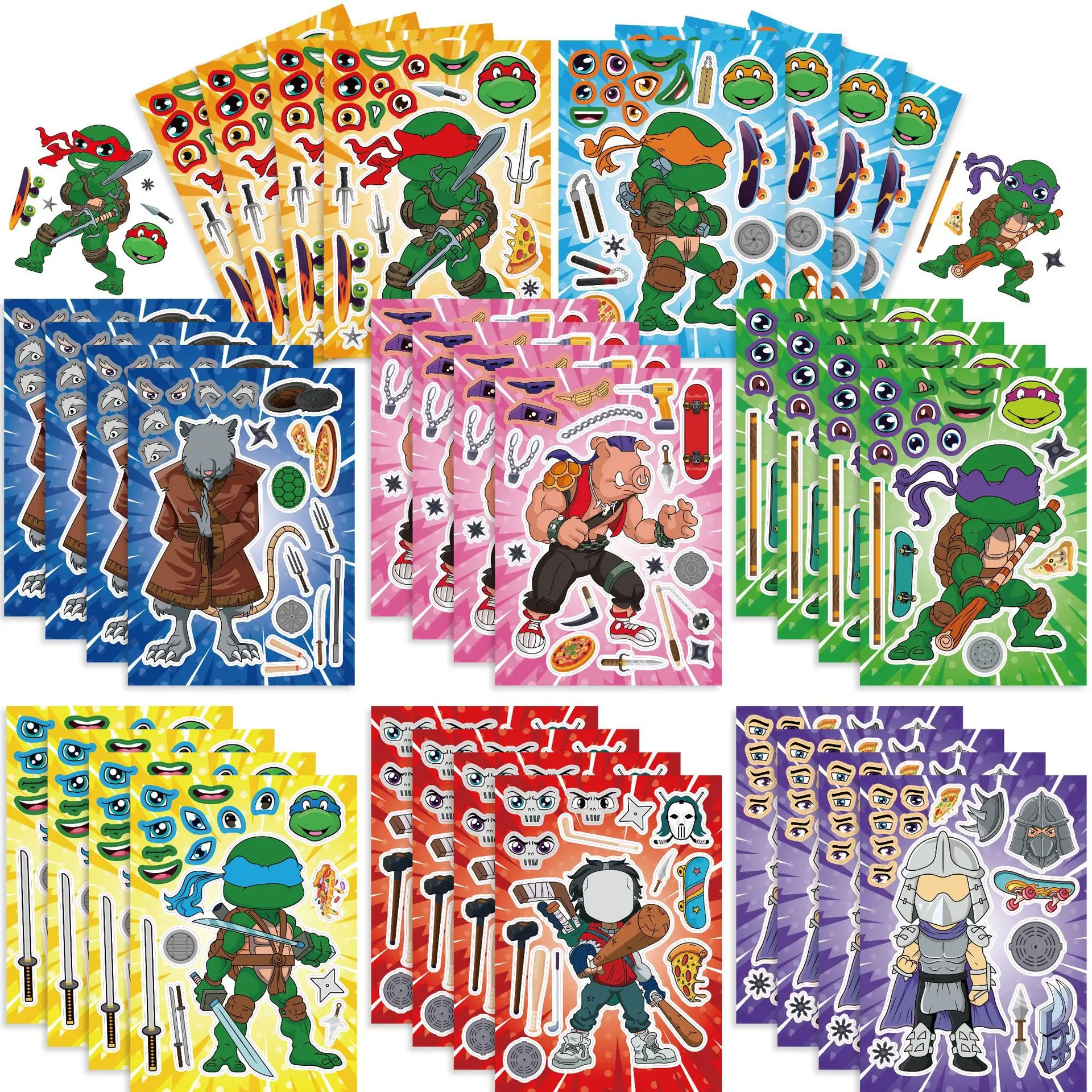 8-Sheets-Teenage-Mutant-Ninja-Turtles-Children-DIY-Puzzle-Sticker-Games ...