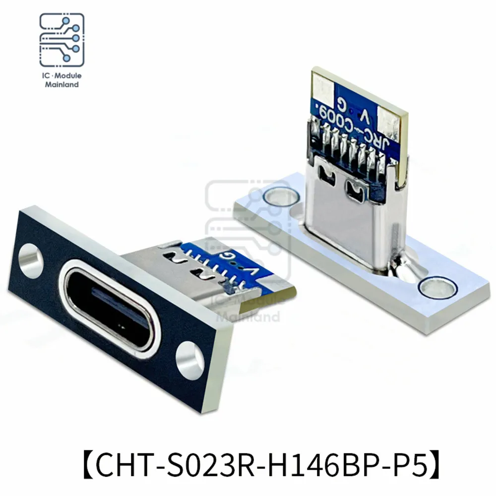 6-Pin-USB-C-Female-Panel-Mount-Jack-TYPE-C-Charging-Port-Soldered-Wire ...