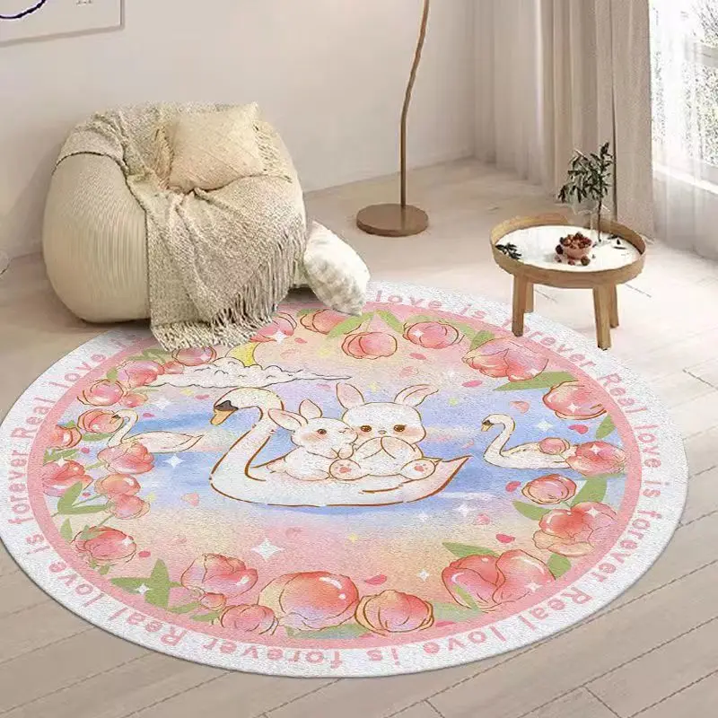 Round Carpet Decor Rugs Non-Slip Cartoon Animal Pattern Rug Floor Mat ...