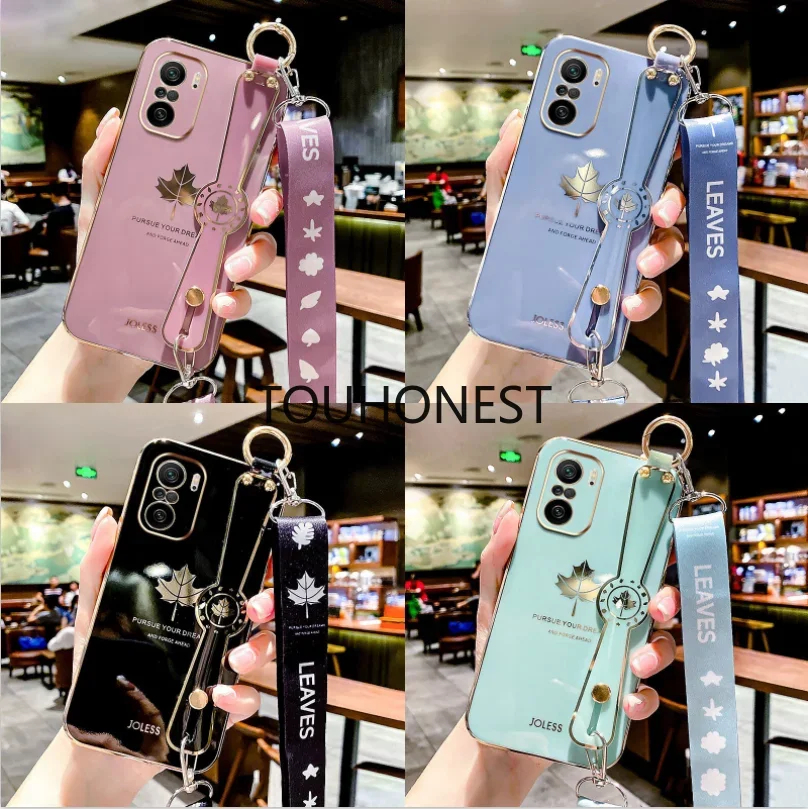 Maple-leaves-Wrist-strap-phone-case-For-Xiaomi-Redmi-K40-Pro-10-Prime ...