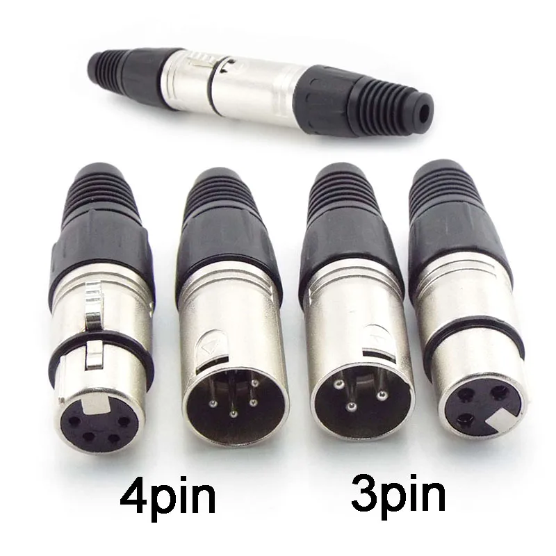 3-Pin-4-pin-XLR-Audio-Cable-Connector-MIC-Male-Plug-Female-Jack ...